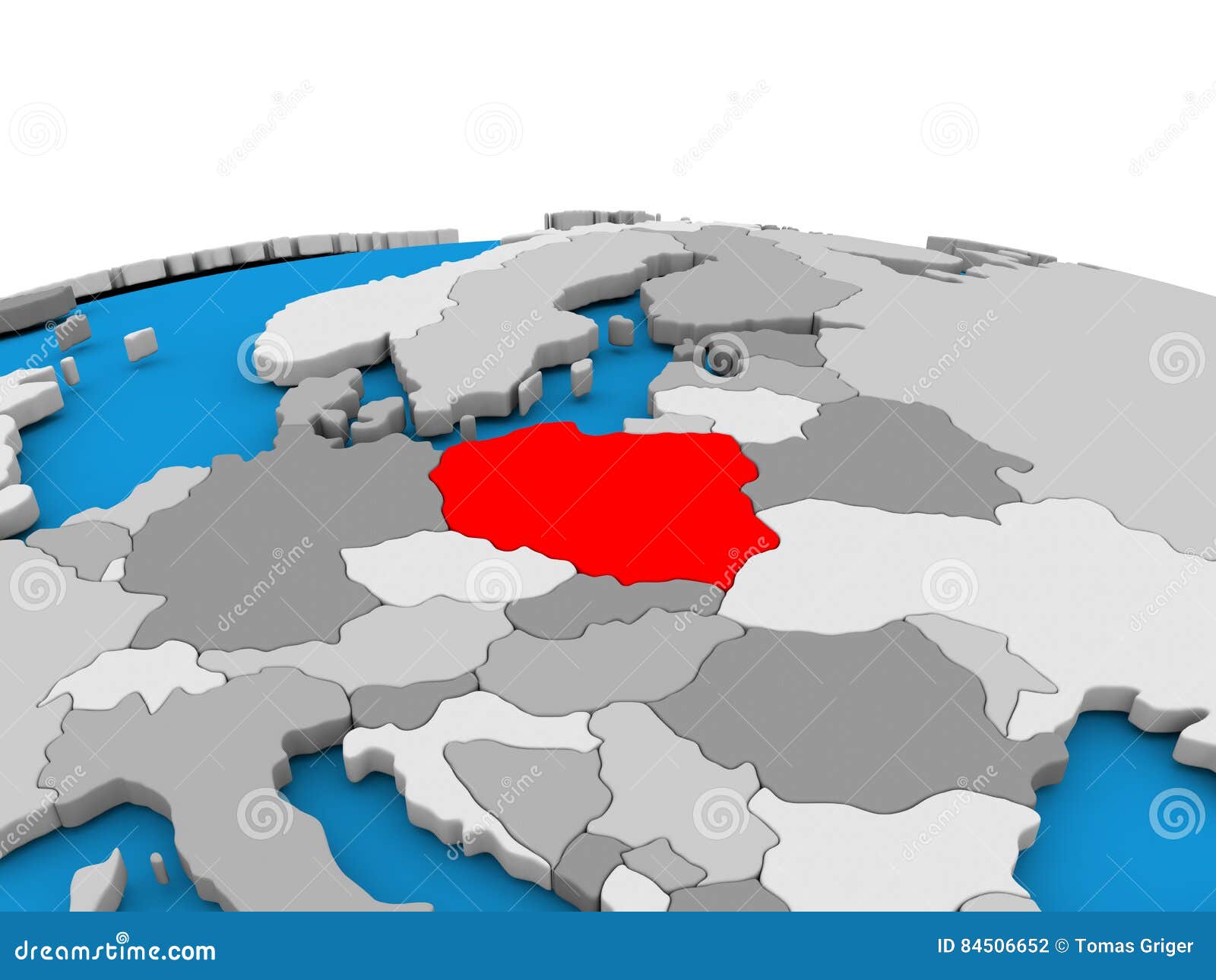 Poland on globe in red stock illustration. Illustration of travel ...