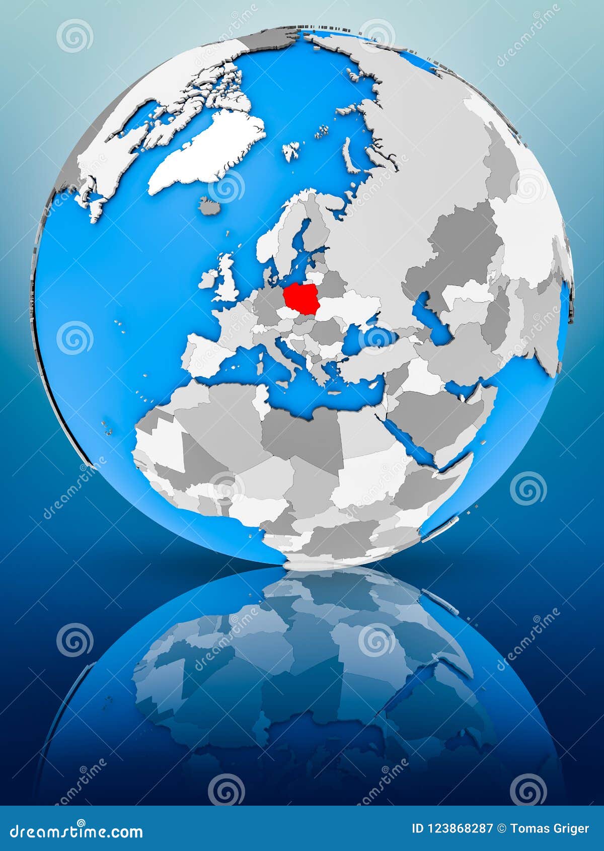 Poland on political globe stock image. Image of world - 123868287