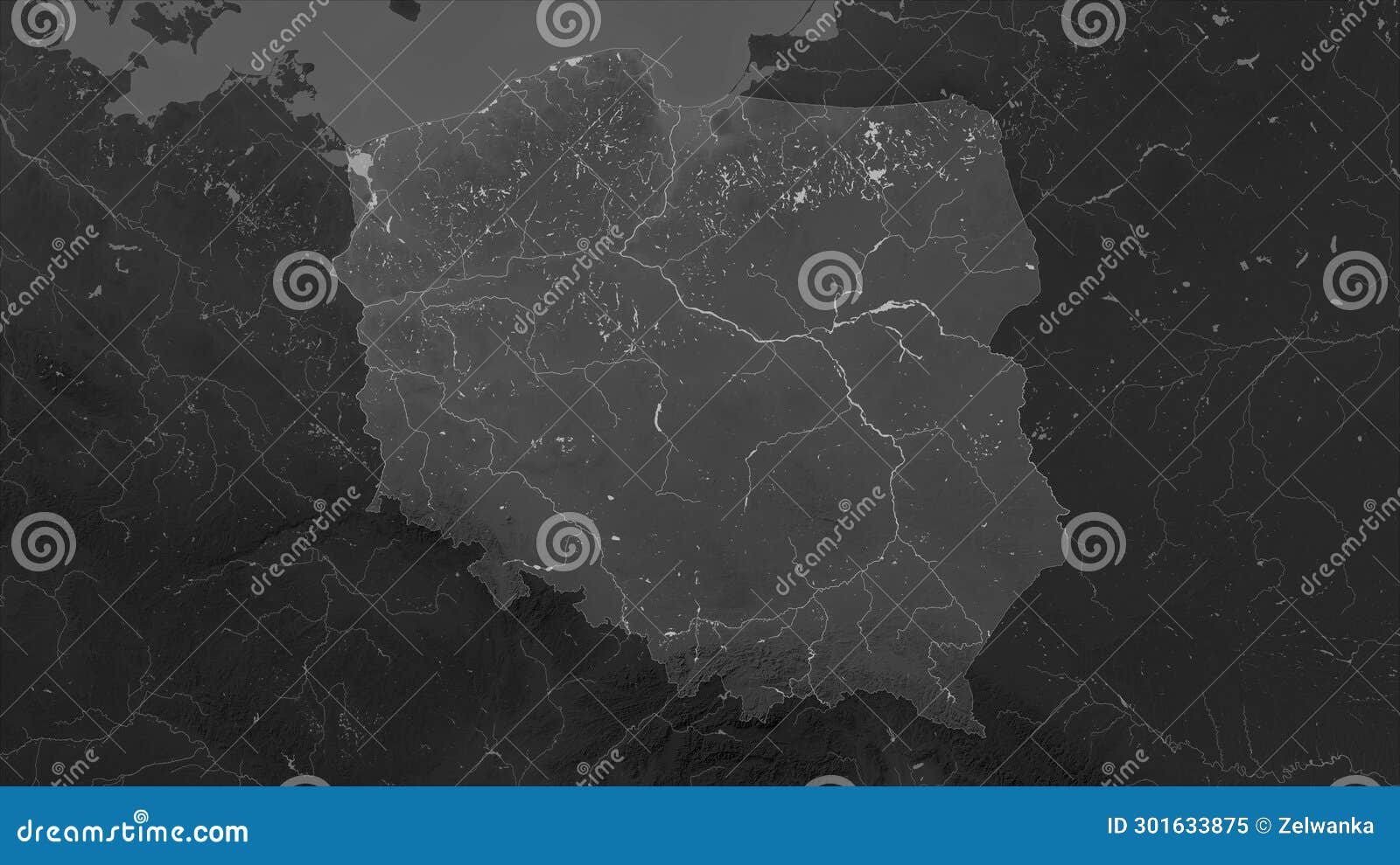 Poland Highlighted. Grayscale Stock Illustration - Illustration of ...