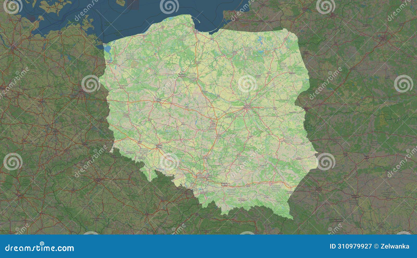 Poland Highlighted. Topo German Stock Illustration - Illustration of ...