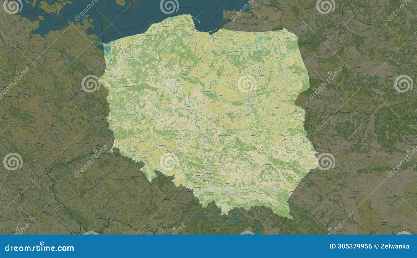 Poland Highlighted. Topo Humanitarian Stock Illustration - Illustration ...