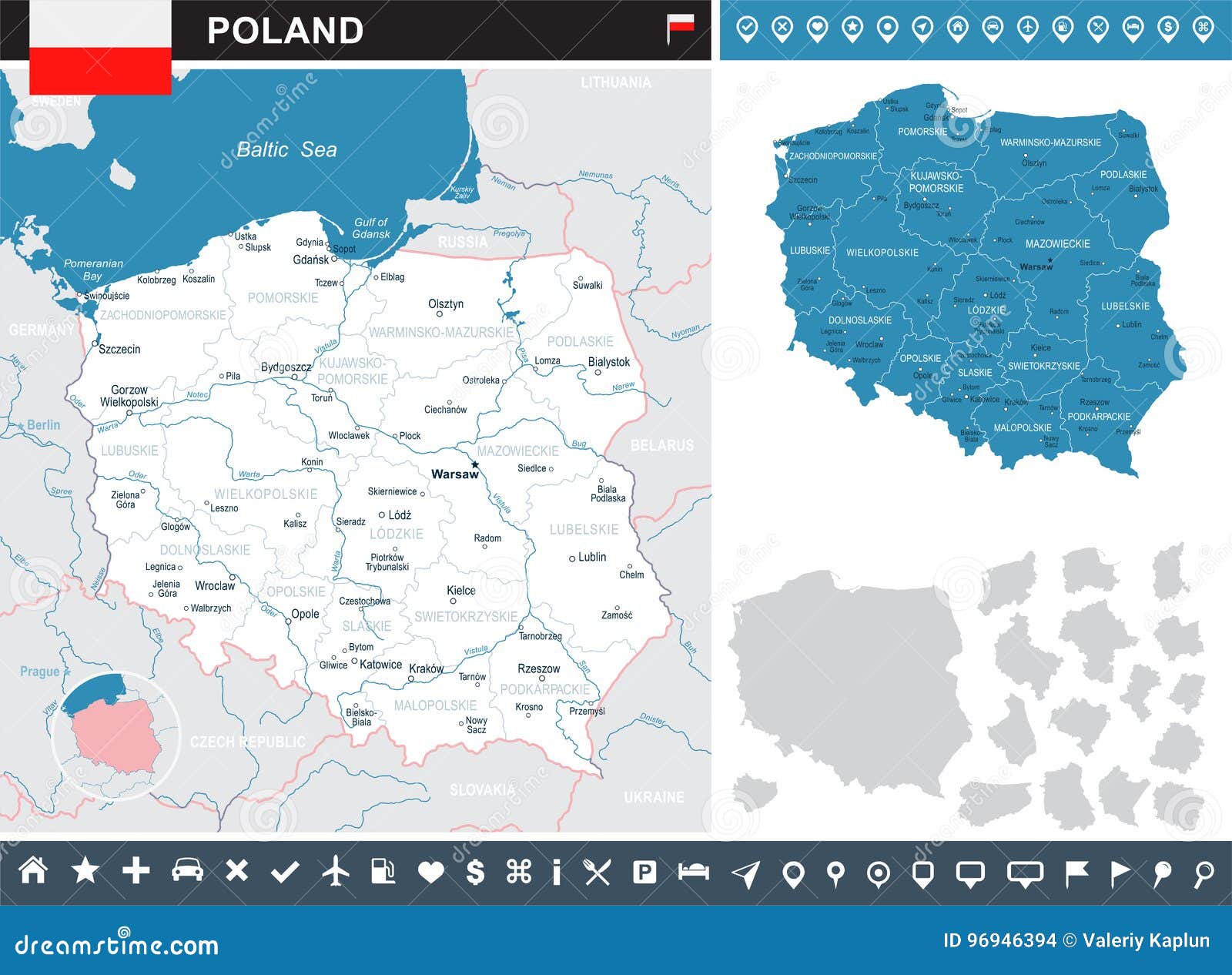 Poland - Infographic Map and Flag Illustration Stock Illustration ...
