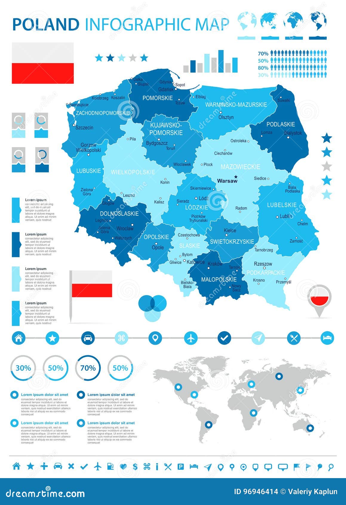 Poland - Infographic Map and Flag - Illustration Stock Illustration ...