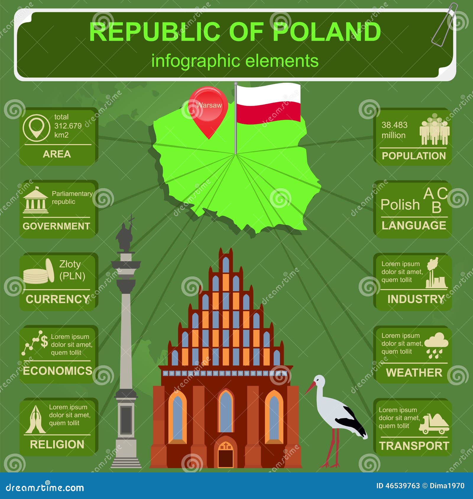 Poland Infographics, Statistical Data, Sights Stock Vector ...