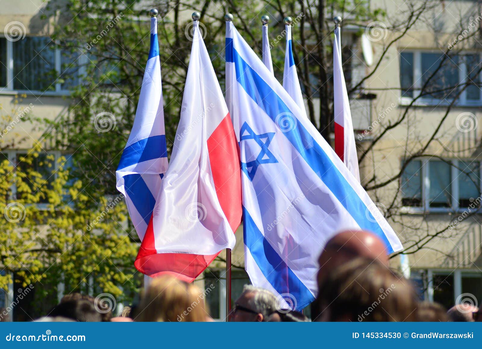 Poland and Israel Flag Waving in the Wind. Israel and Poland Two Flags ...