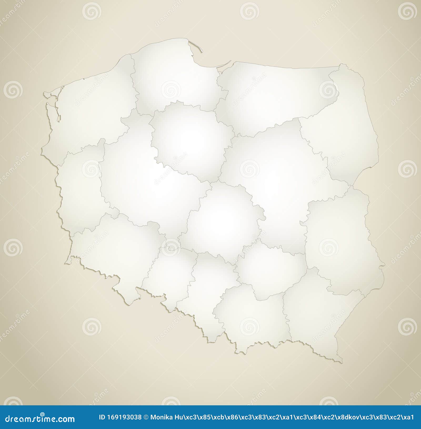 Poland Map, Administrative Division, Old Paper Background Blank Stock ...