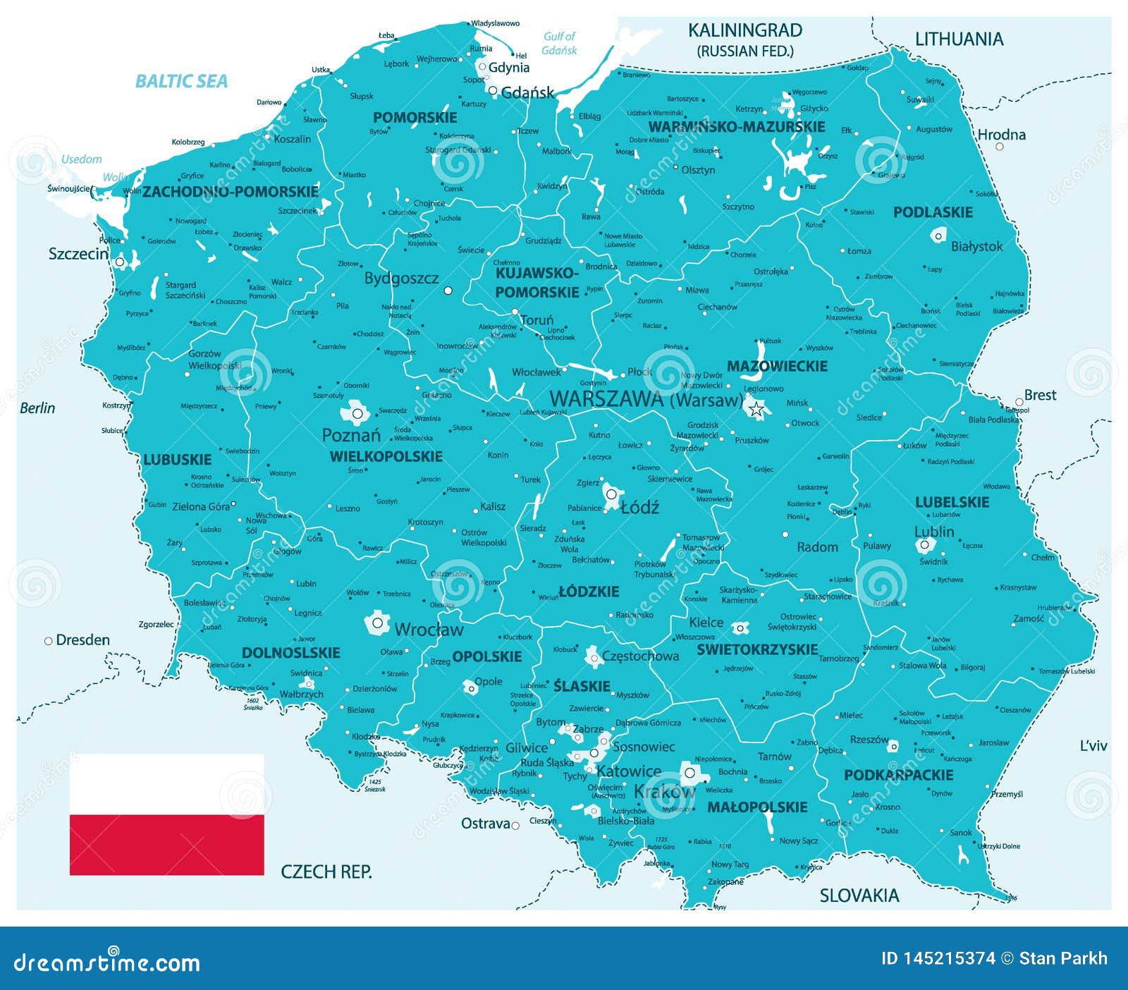 Poland Map Aqua Colors stock vector. Illustration of poland - 145215374
