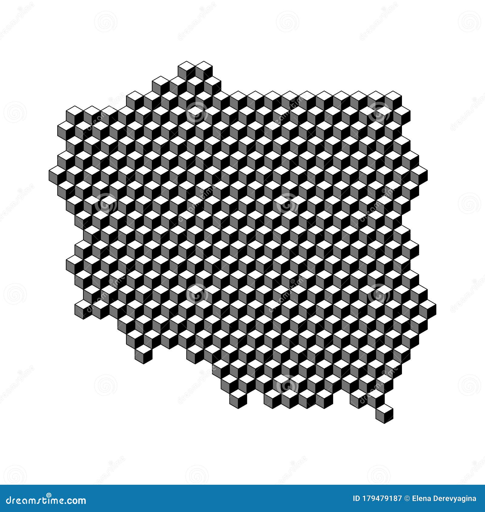 Poland Map from 3D Black Cubes Isometric Abstract Concept, Square ...
