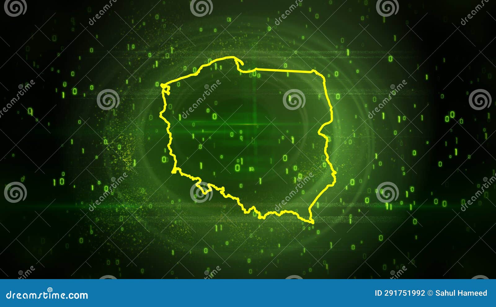 Poland Map on Digital Background Stock Illustration - Illustration of ...