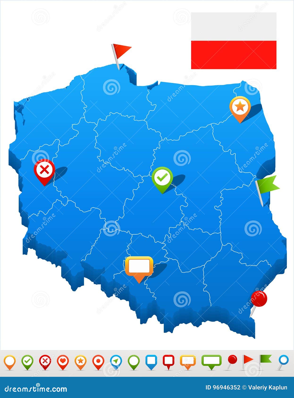 Poland - Map and Flag Illustration Stock Illustration - Illustration of ...