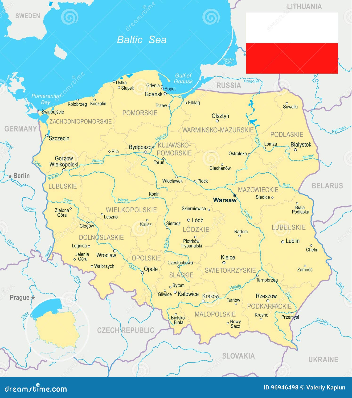 Poland - Map and Flag Illustration Stock Illustration - Illustration of ...