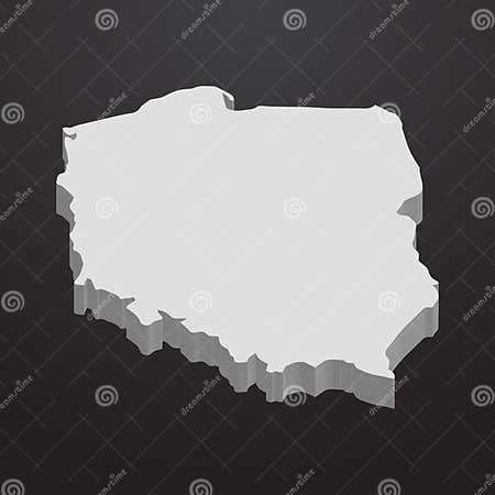 Poland Map in Gray on a Black Background 3d Stock Vector - Illustration ...
