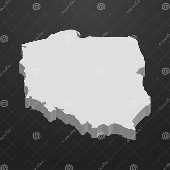 Poland Map in Gray on a Black Background 3d Stock Vector - Illustration ...