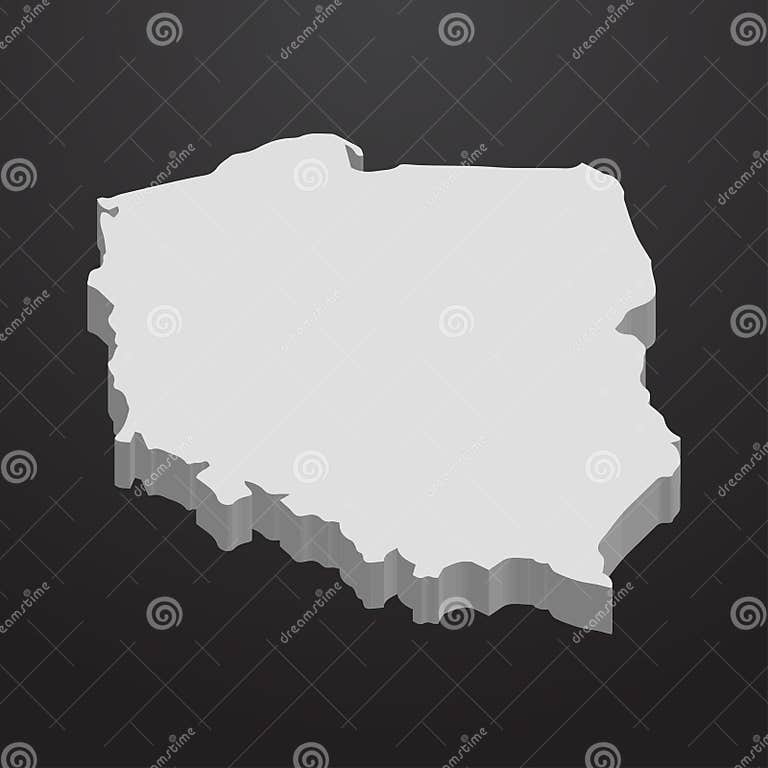 Poland Map in Gray on a Black Background 3d Stock Vector - Illustration ...