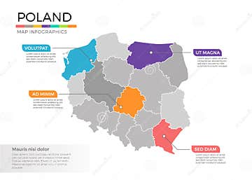 Poland Map Infographics Vector Template with Regions and Pointer Marks ...