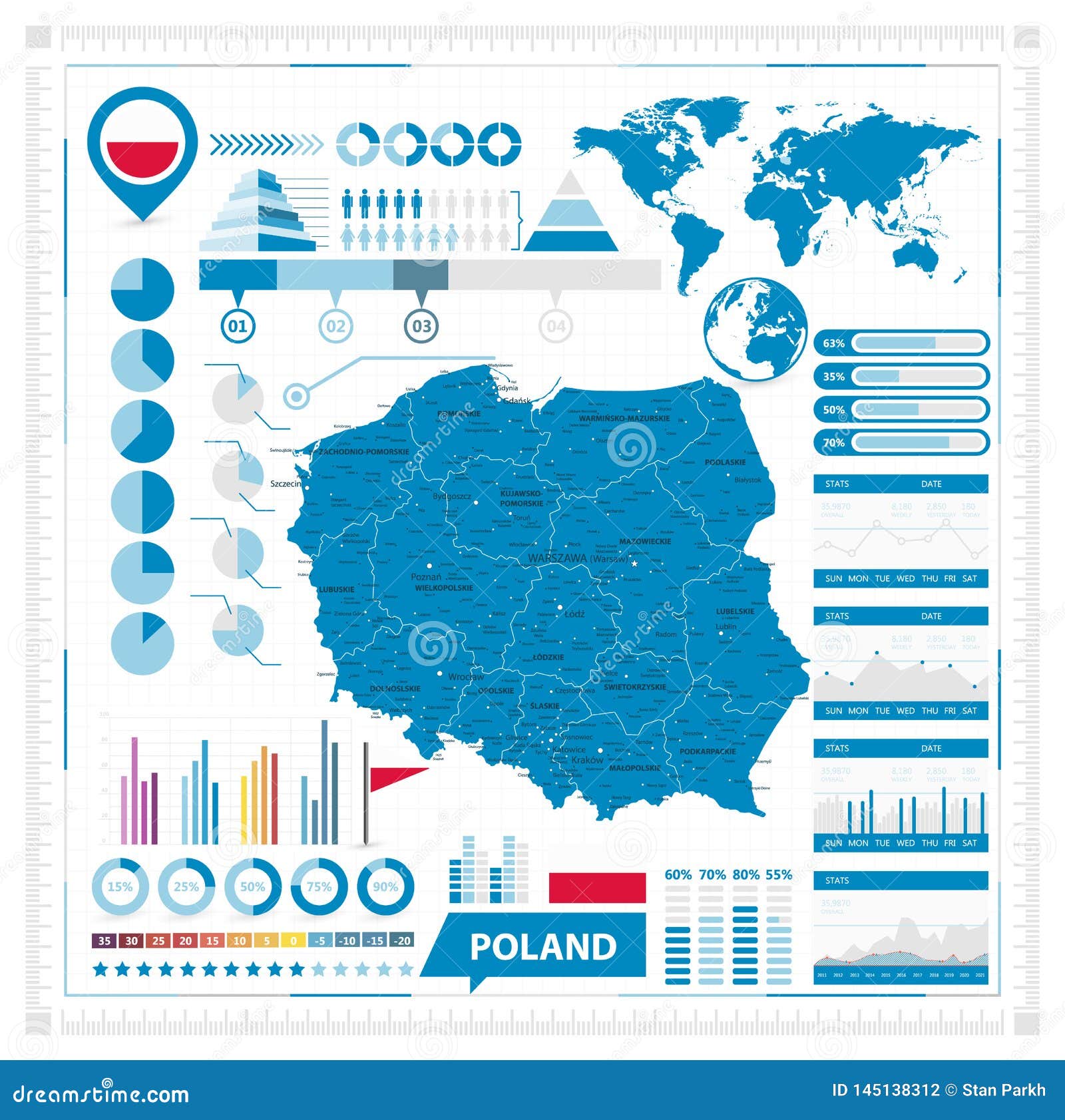 Poland Map and Infographic Elements Stock Vector - Illustration of ...