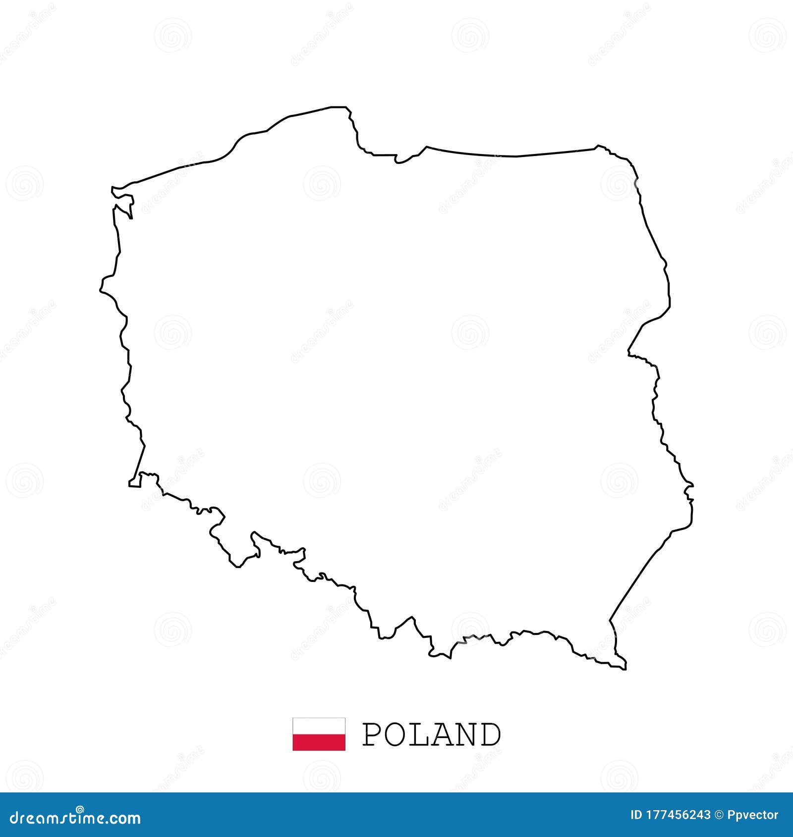 Poland Map Line, Linear Thin Vector. Poland Simple Map Stock Vector ...