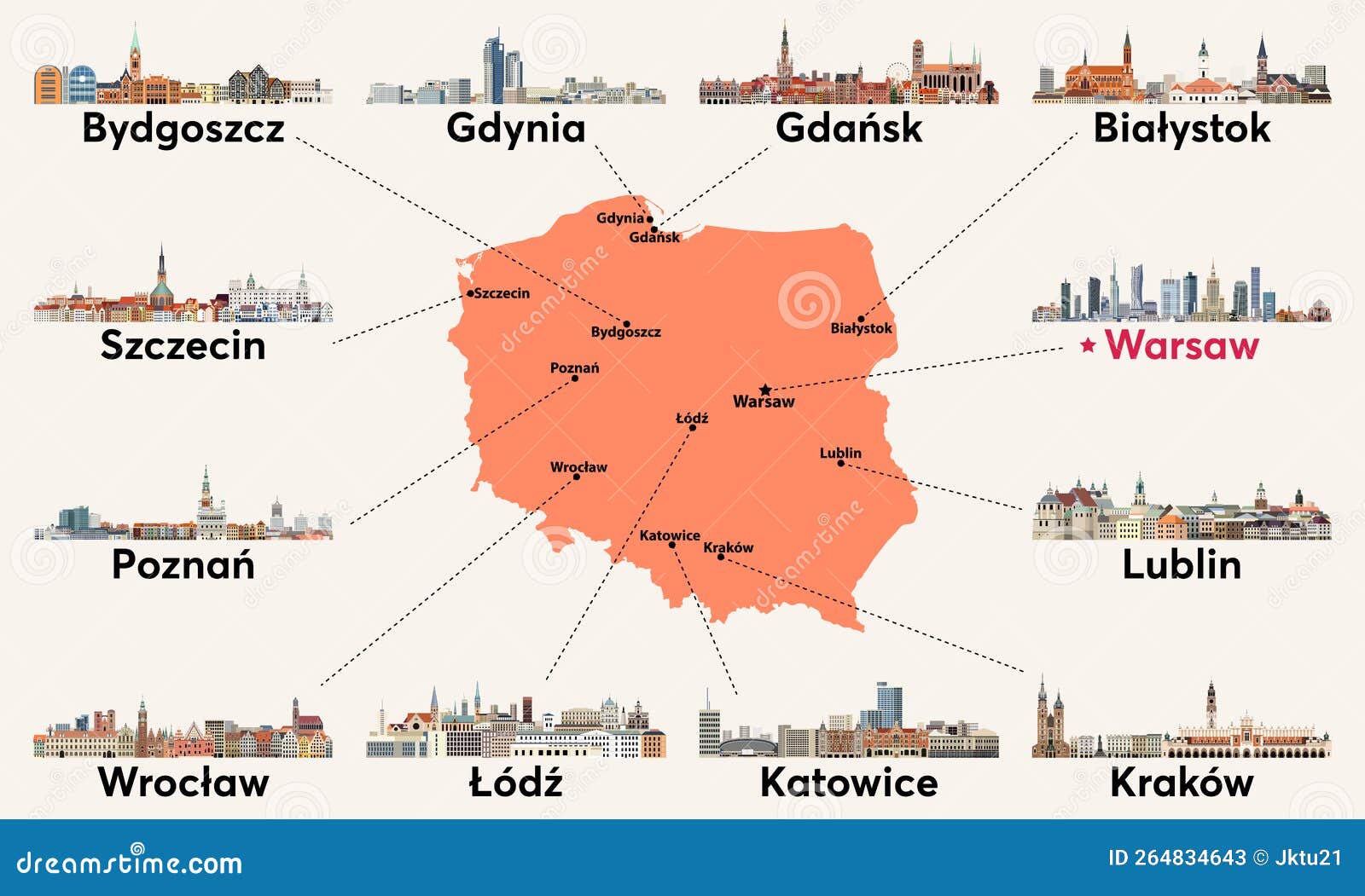Poland Map. Cities, Regions. Vector Royalty-Free Cartoon ...