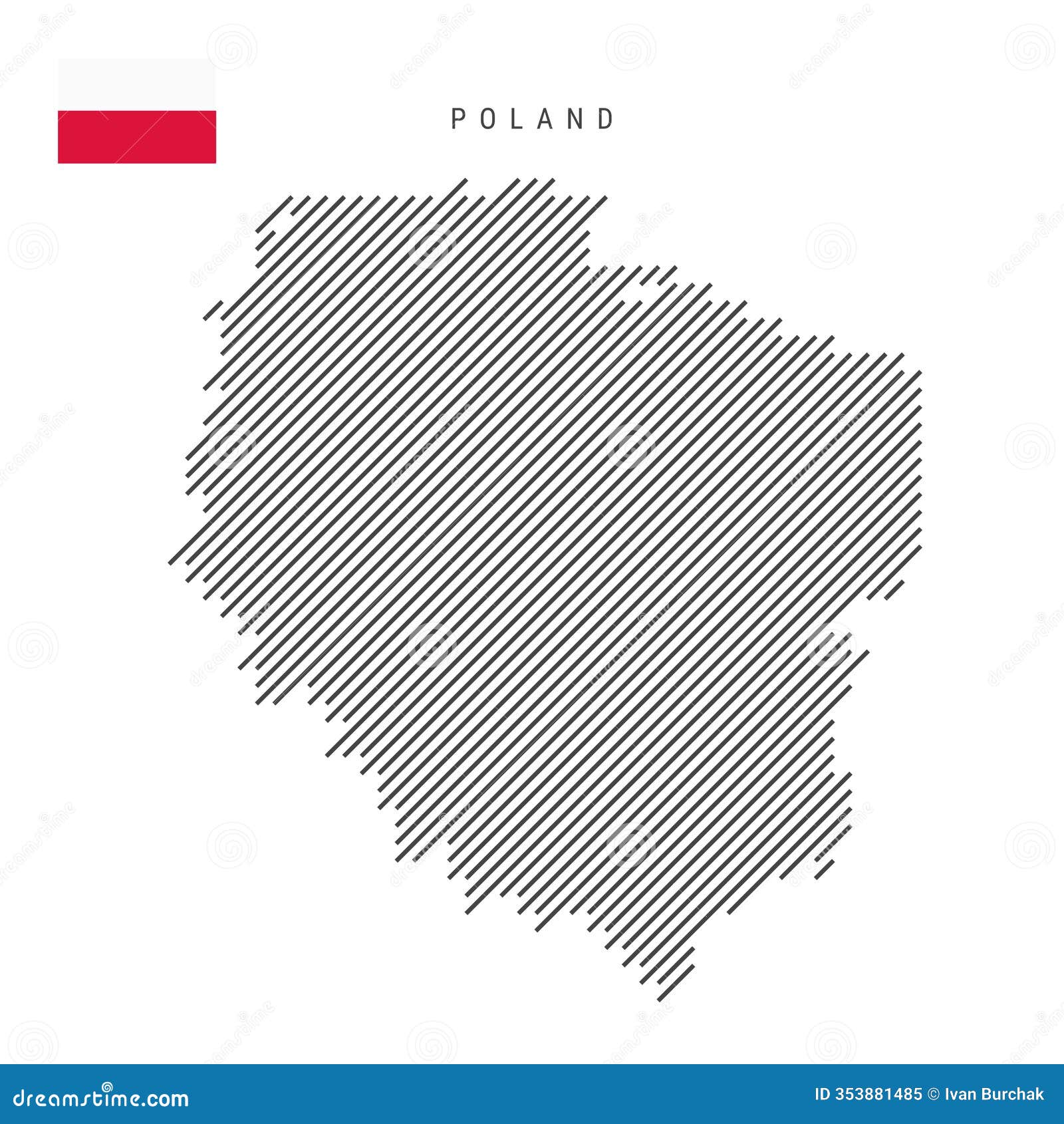 Poland Map from Pattern of Black Slanted Parallel Lines. Flat Vector ...