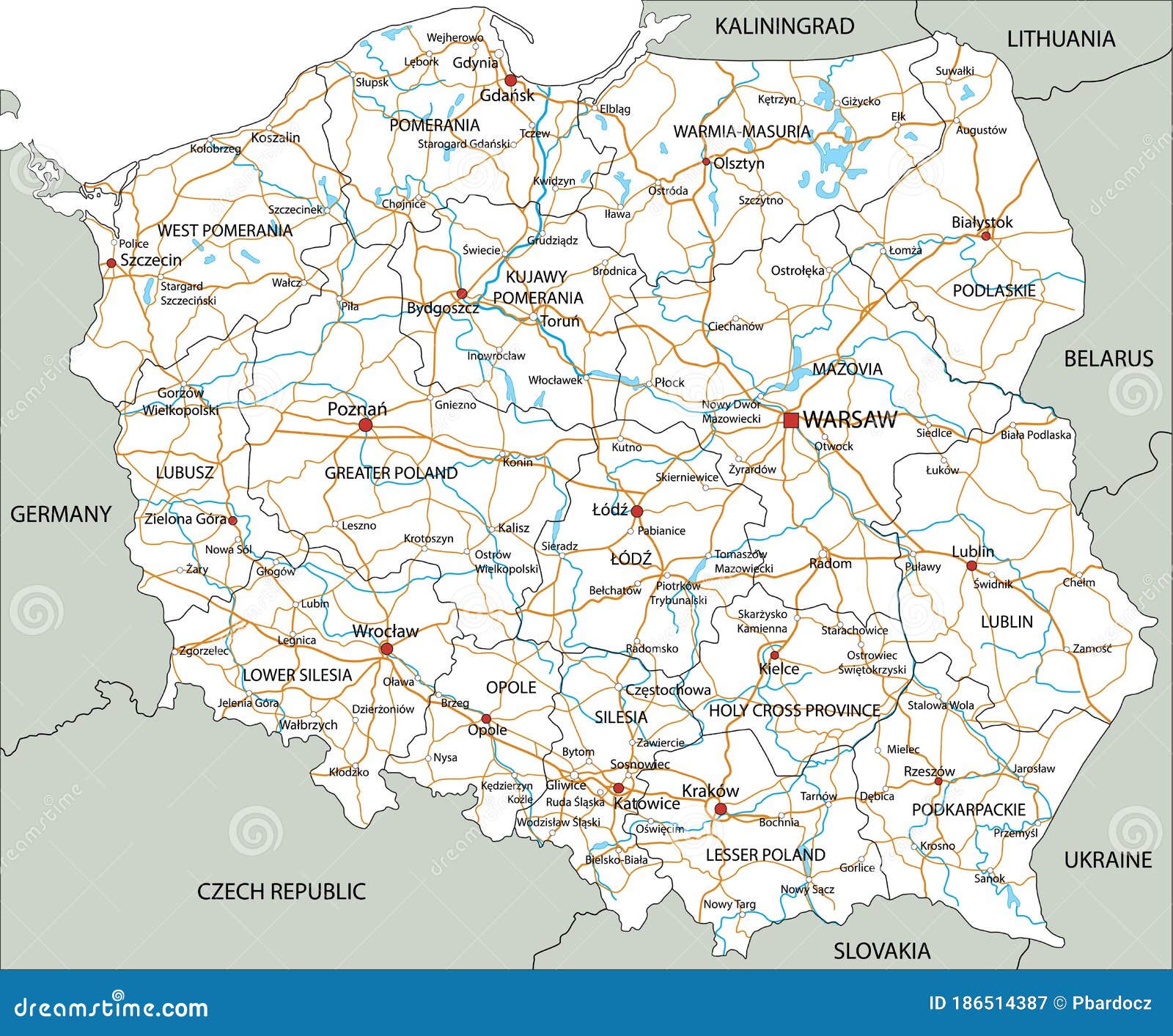 Poland Road And Highway Map. Vector Illustration | CartoonDealer.com ...