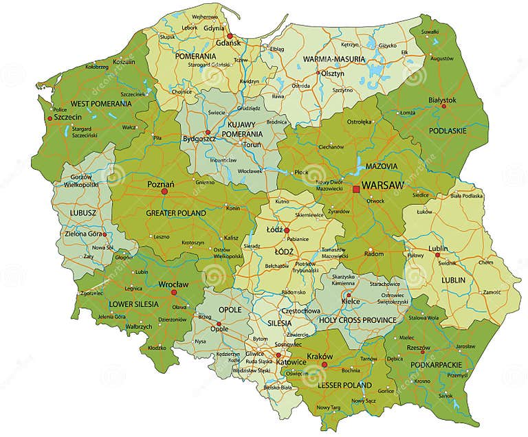 Highly Detailed Editable Political Map with Separated Layers. Poland ...
