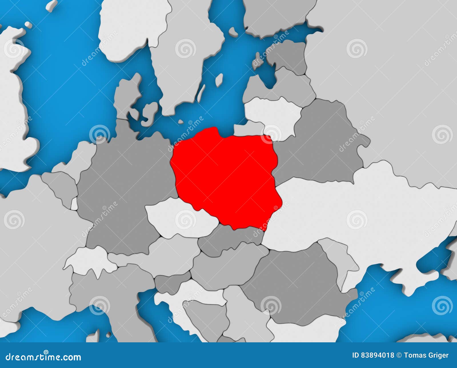 Poland in red on globe stock illustration. Illustration of europe ...