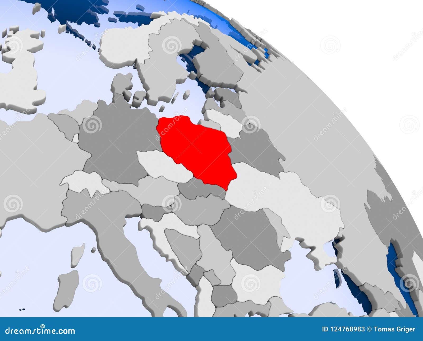 Poland in red on map stock illustration. Illustration of political ...
