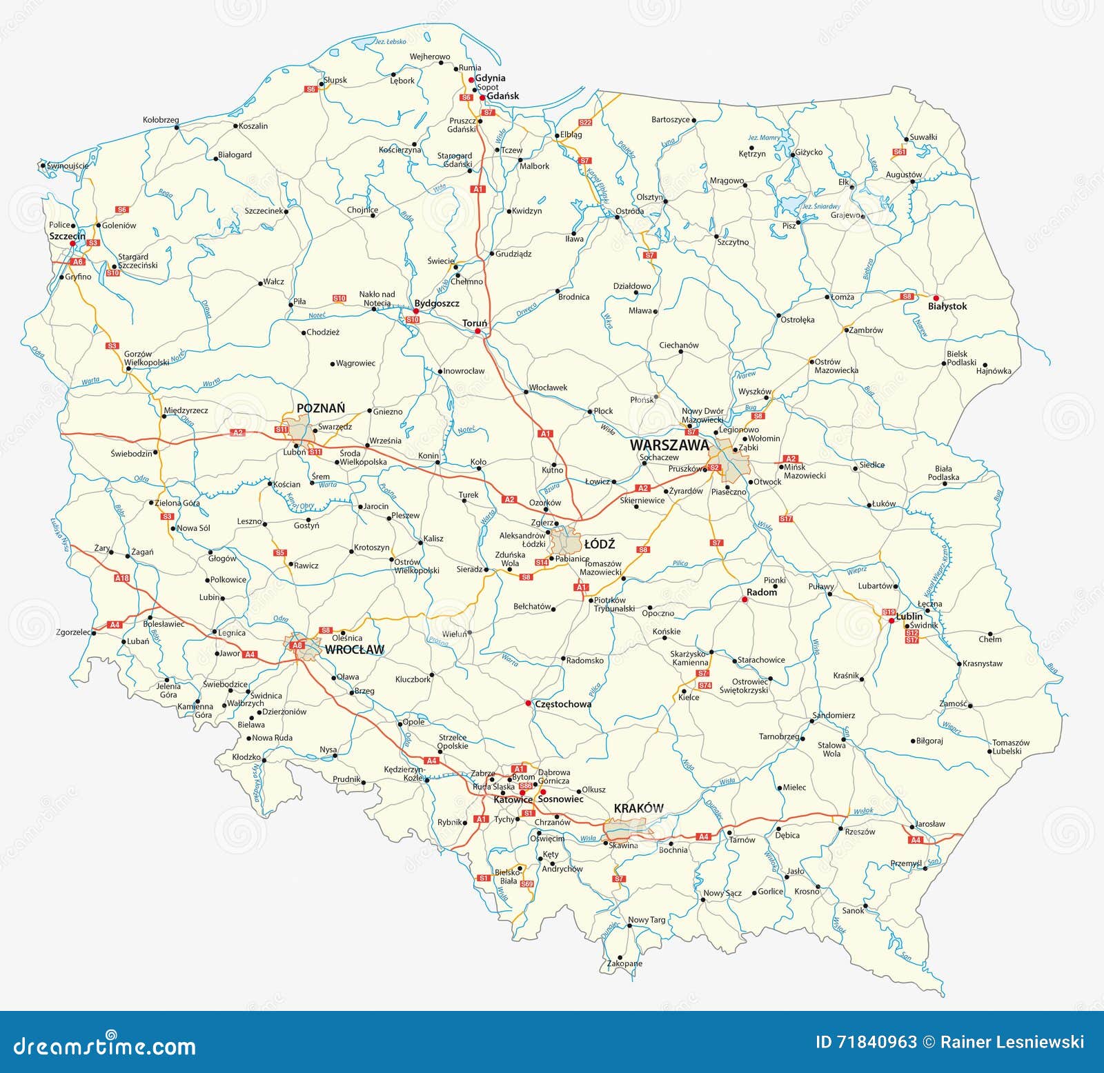 Poland road map stock illustration. Illustration of europe - 71840963