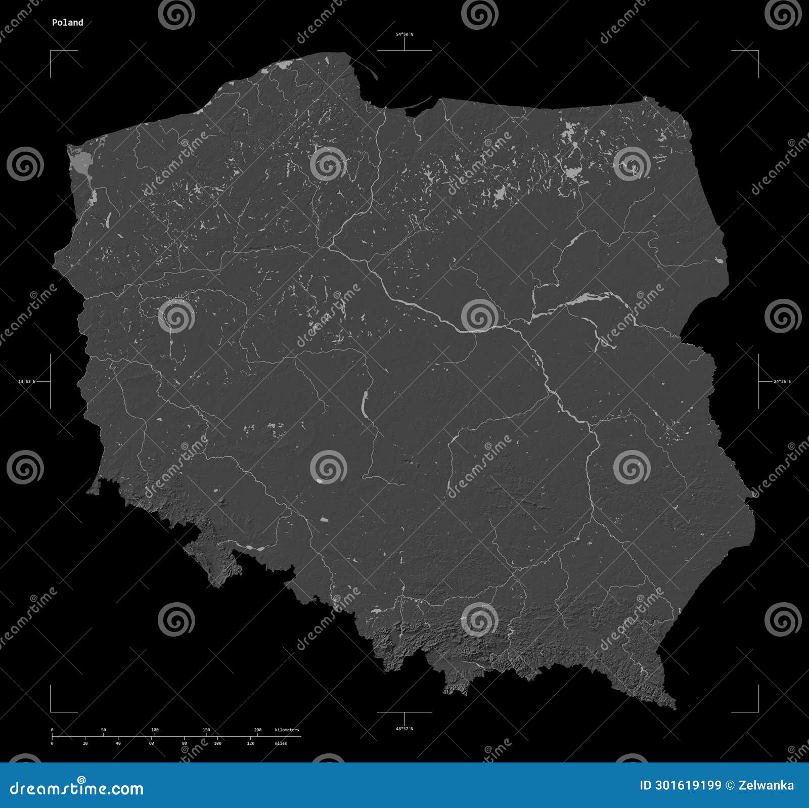 Poland Shape on Black. Bilevel Stock Illustration - Illustration of ...