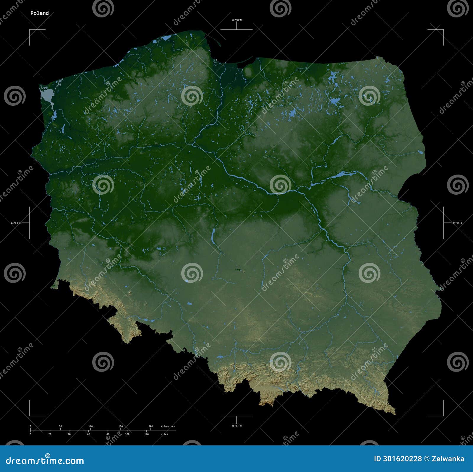 Poland Shape on Black. Physical Stock Illustration - Illustration of ...