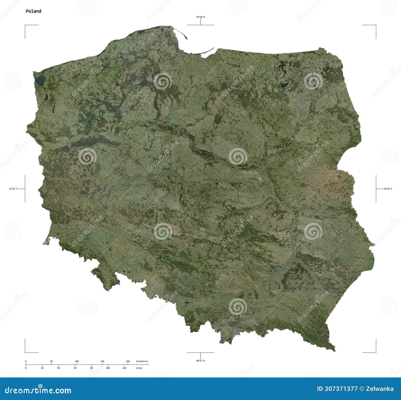 Poland Shape on White. High-res Satellite Stock Illustration ...