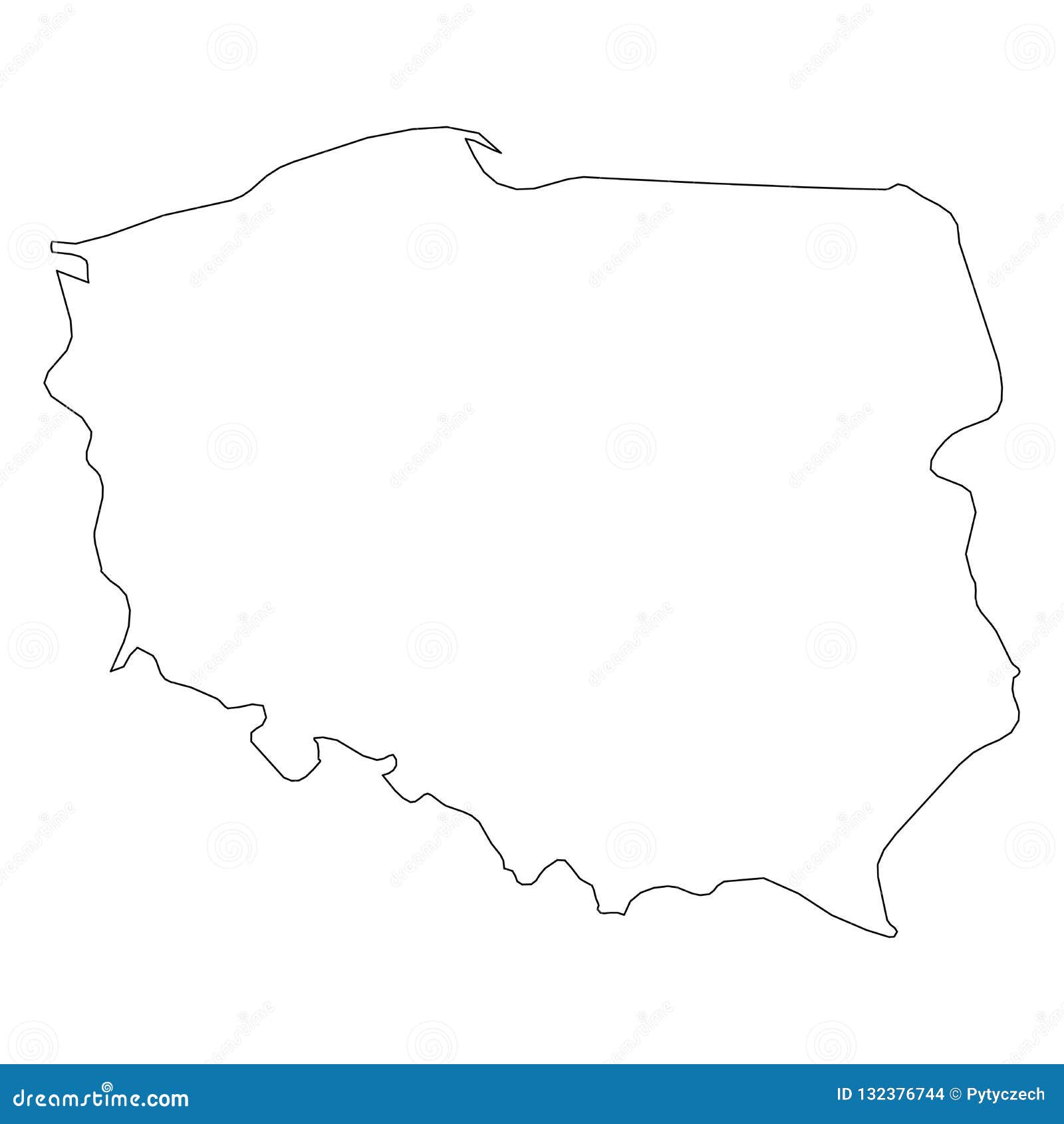 Poland - Solid Black Outline Border Map of Country Area. Simple Flat ...