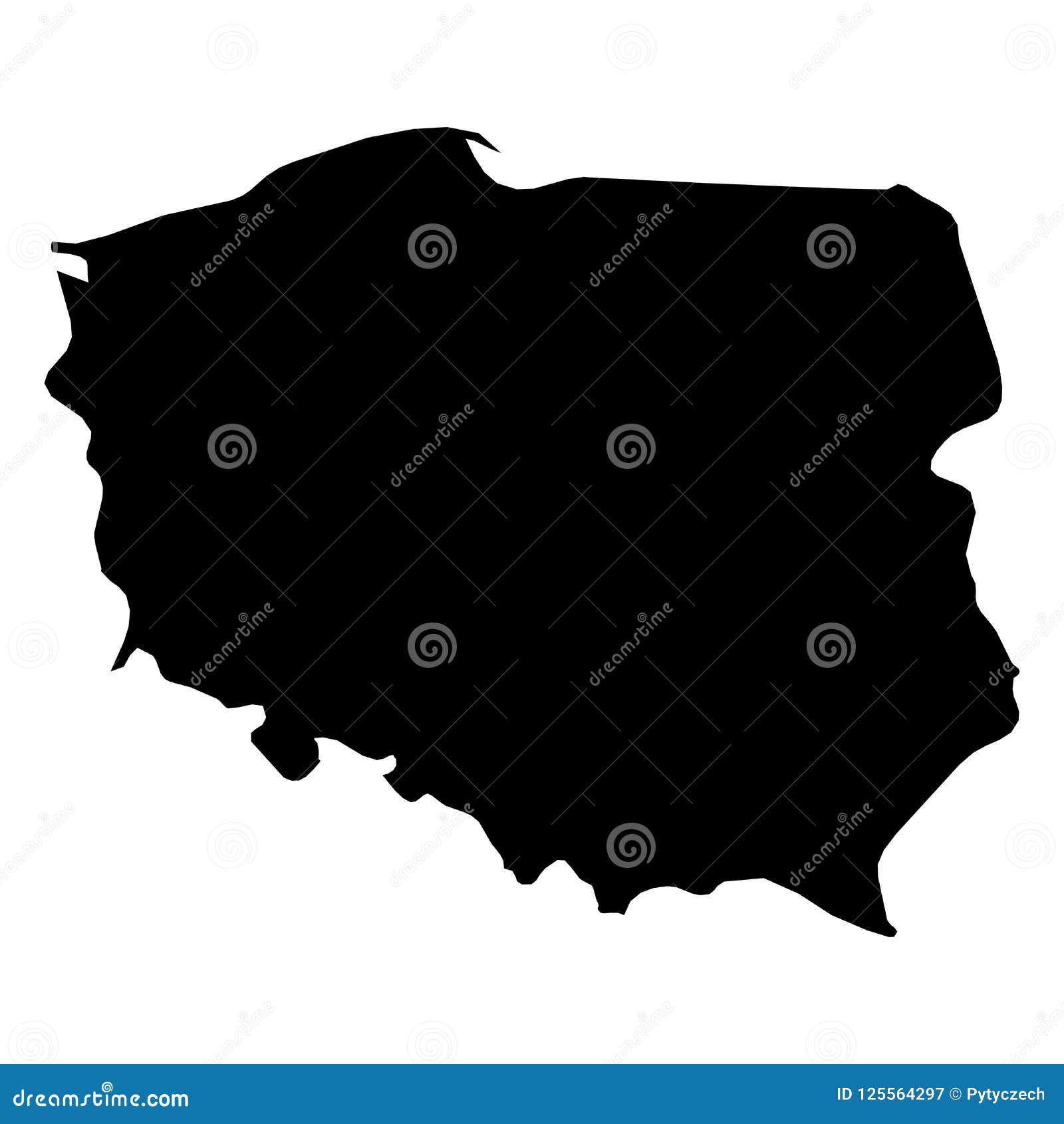 Poland - Solid Black Silhouette Map of Country Area. Simple Flat Vector ...