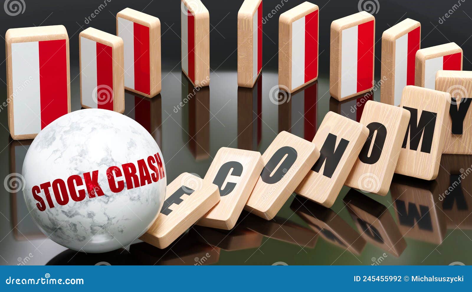 Poland And Stock Crash Economy And Domino Effect Chain Reaction In