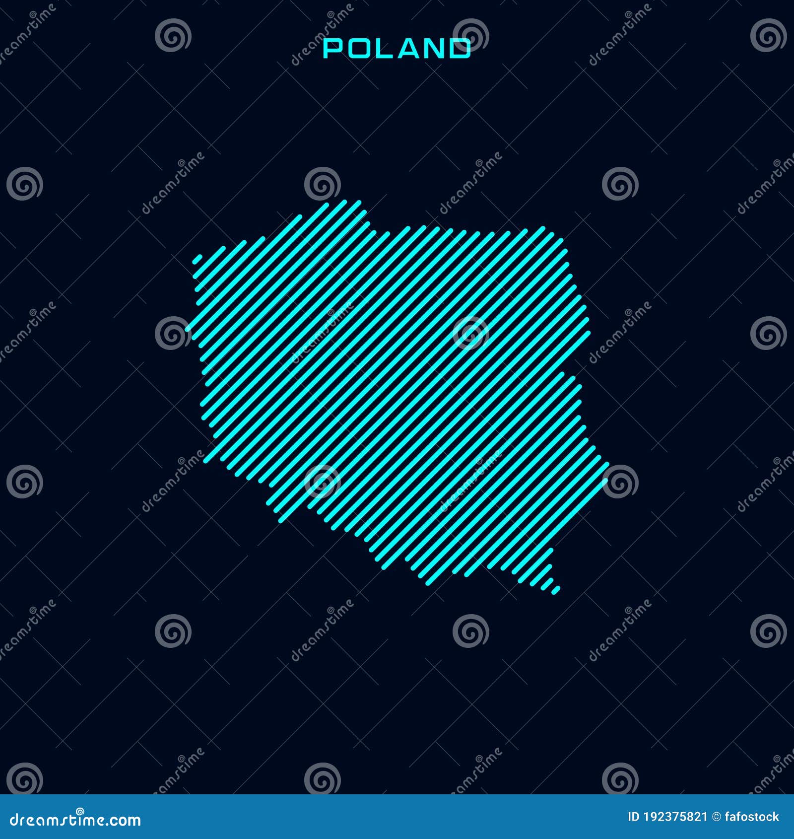 Poland Striped Map Vector Design Template with Blue Background. Stock ...