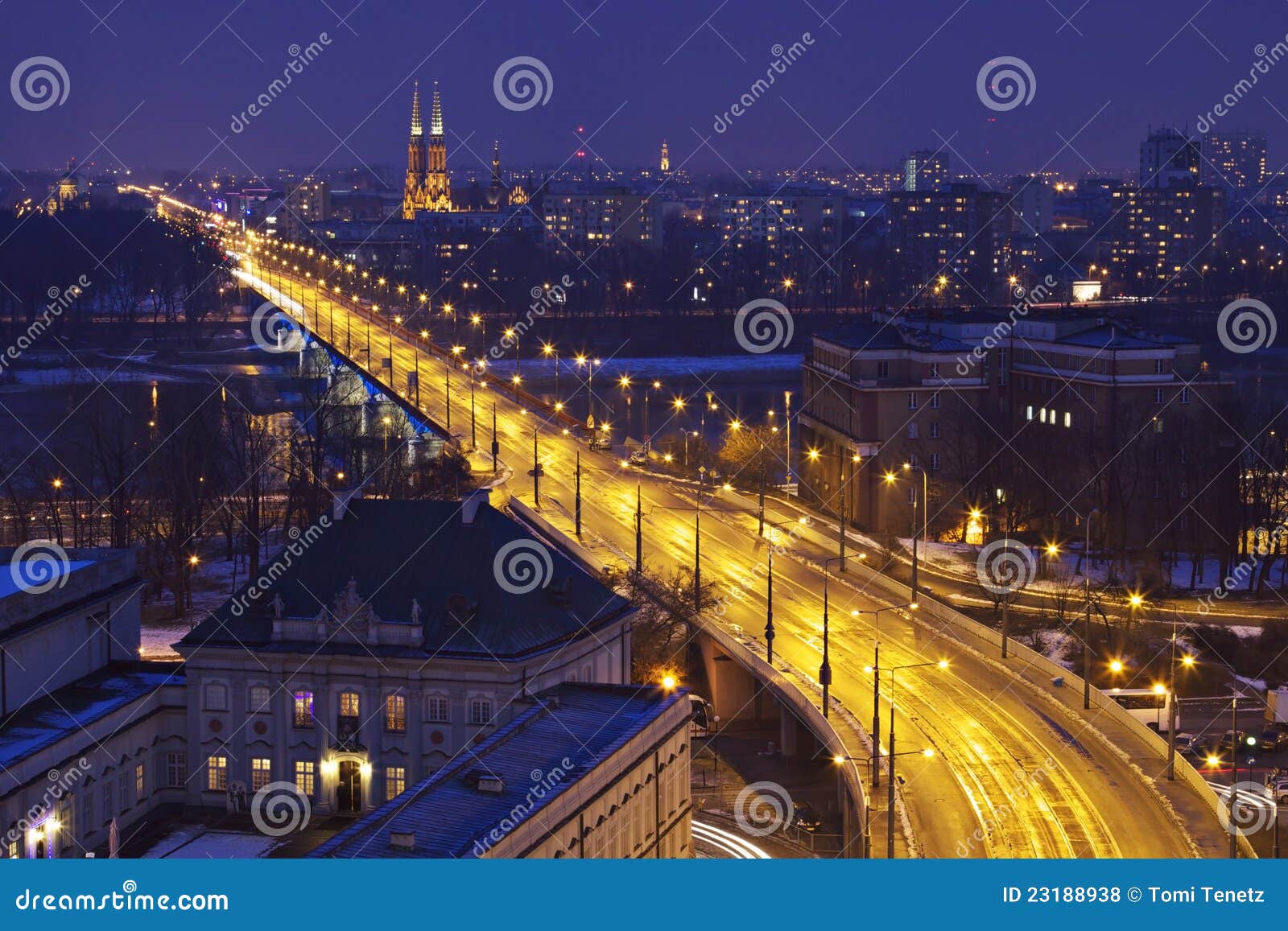 Poland: Warsaw by night stock photo. Image of twilight - 23188938