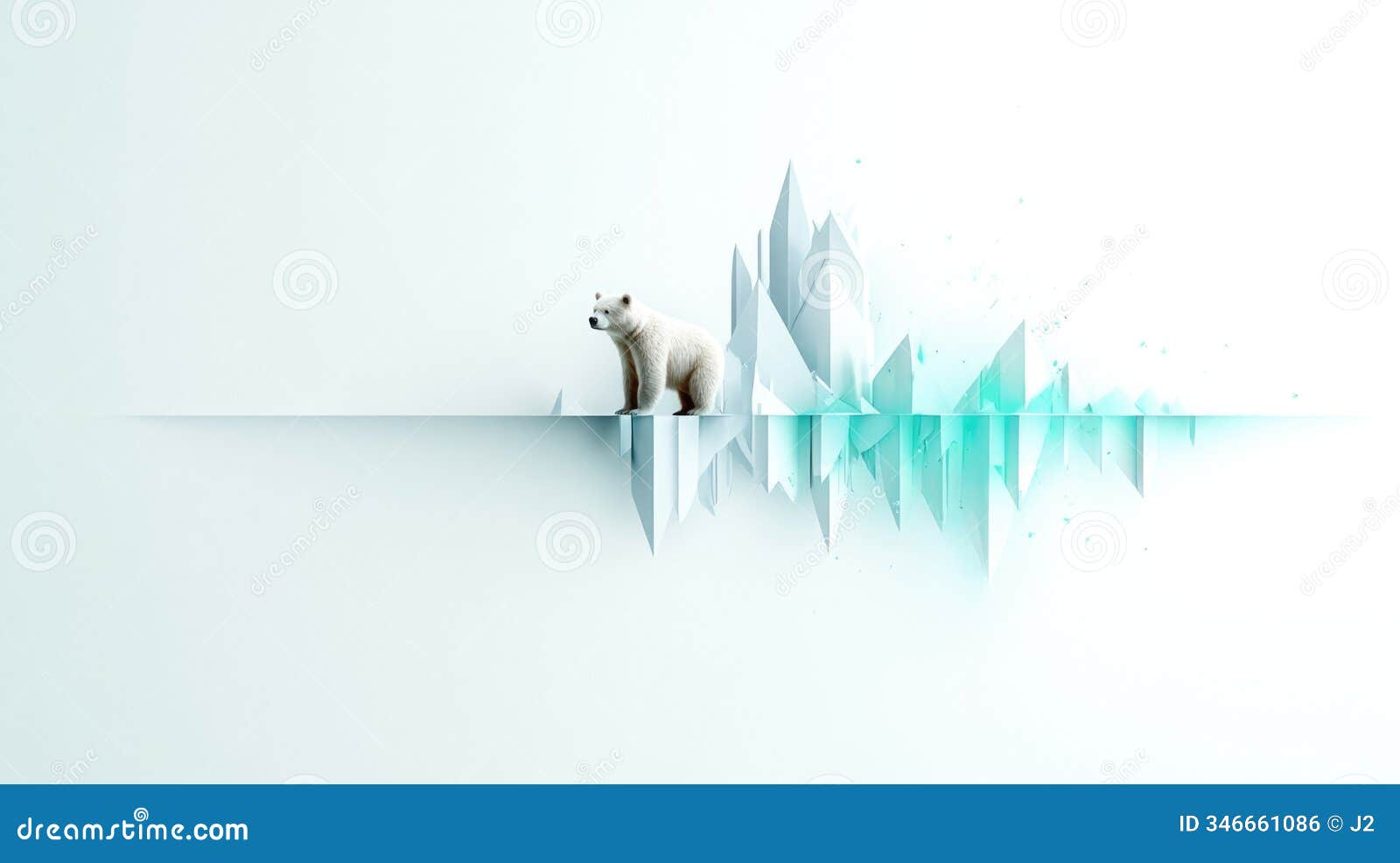 Polar Bear on Abstract Ice Structure with Geometric Shapes and Arctic ...