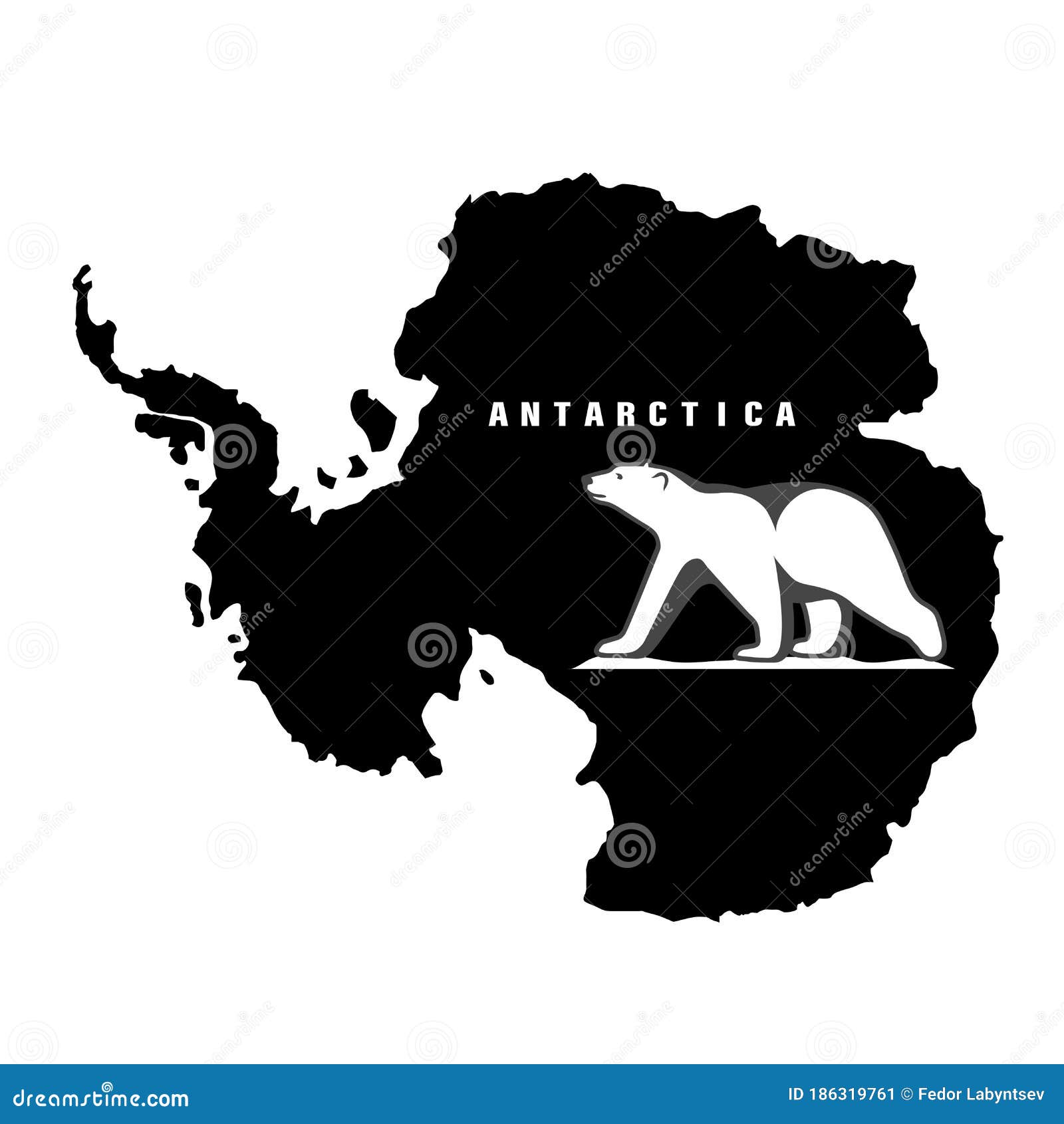 Polar Bear on the Background of the Mainland Antarctica Vector Icon ...
