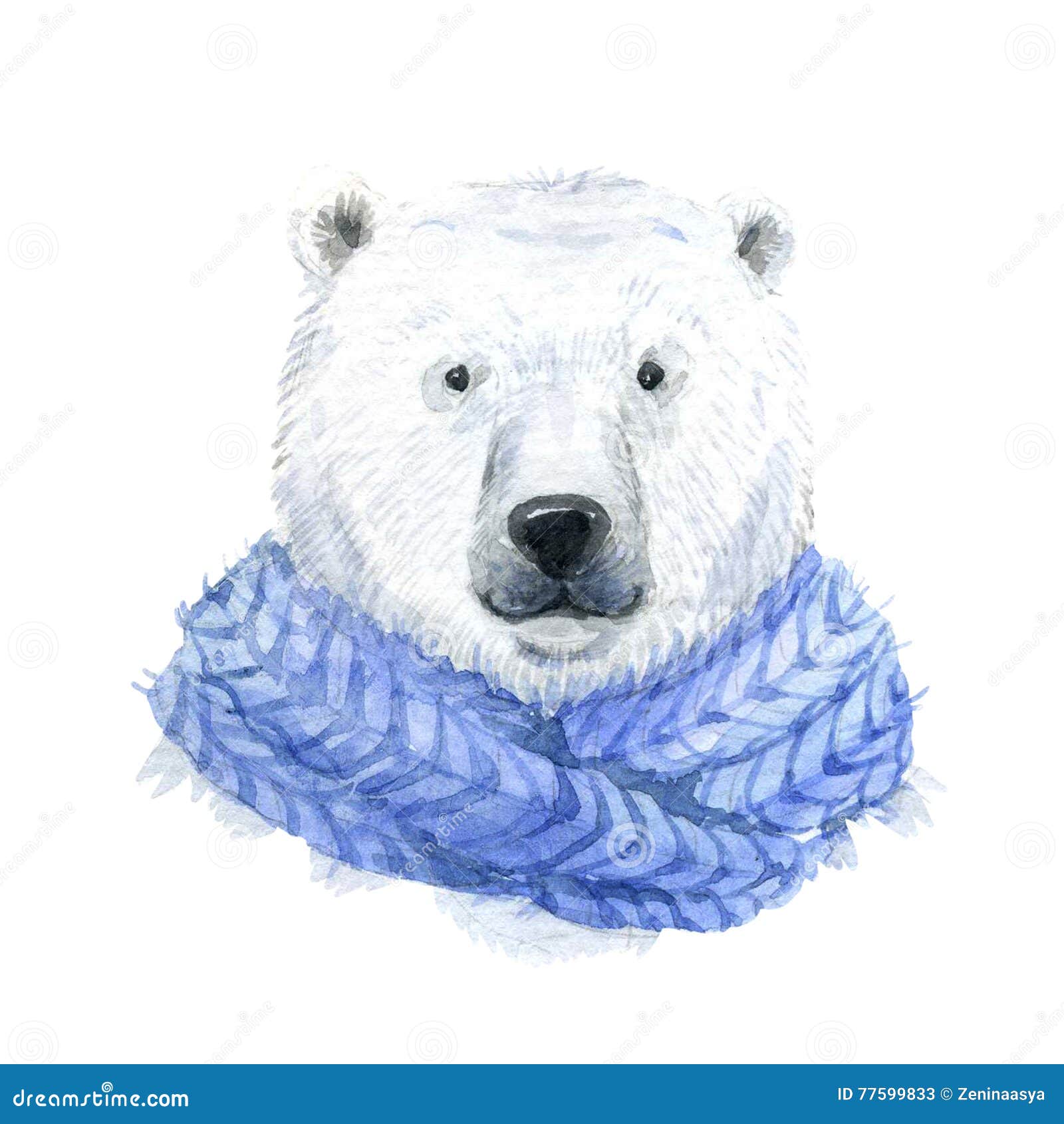 Polar bear in a blue scarf stock illustration. Illustration of holiday ...