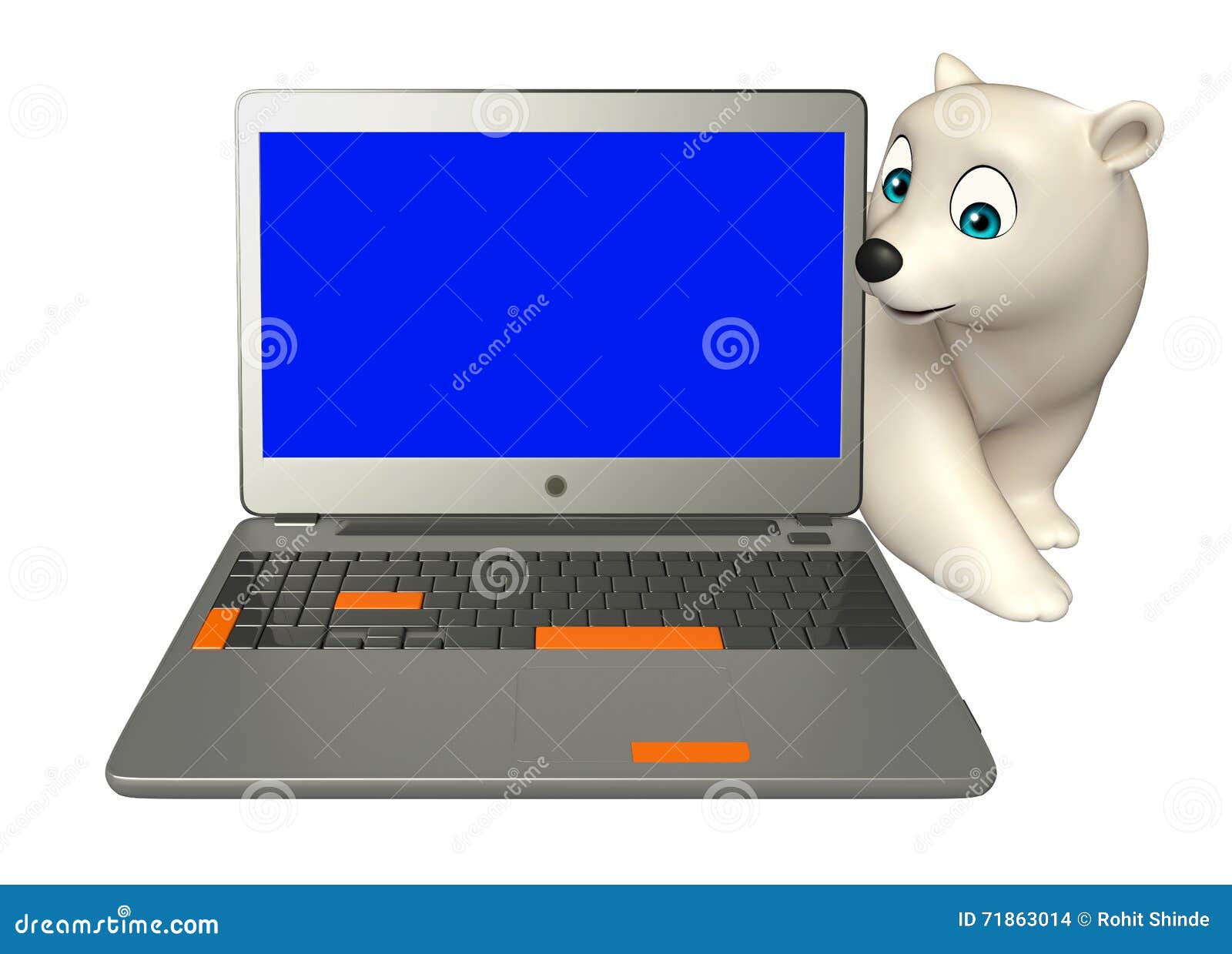 Polar Bear Cartoon Character with Laptop Stock Illustration ...