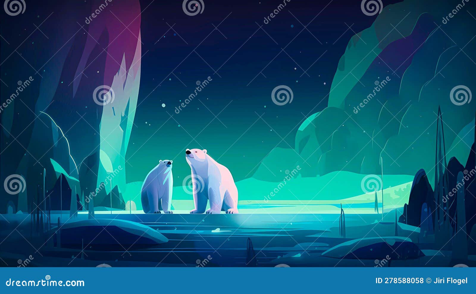 Polar Bear With Cub On Icefield Ai Generated Stock Illustration Illustration Of Screenshot