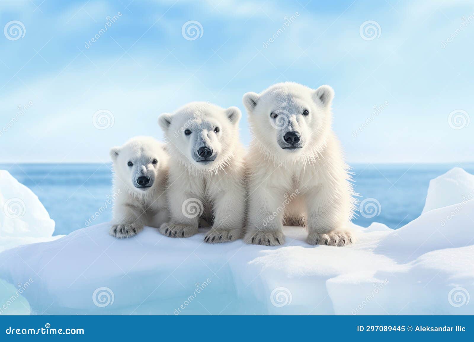 Polar Bear Cubs in the Snow. Ai Generative Stock Illustration ...