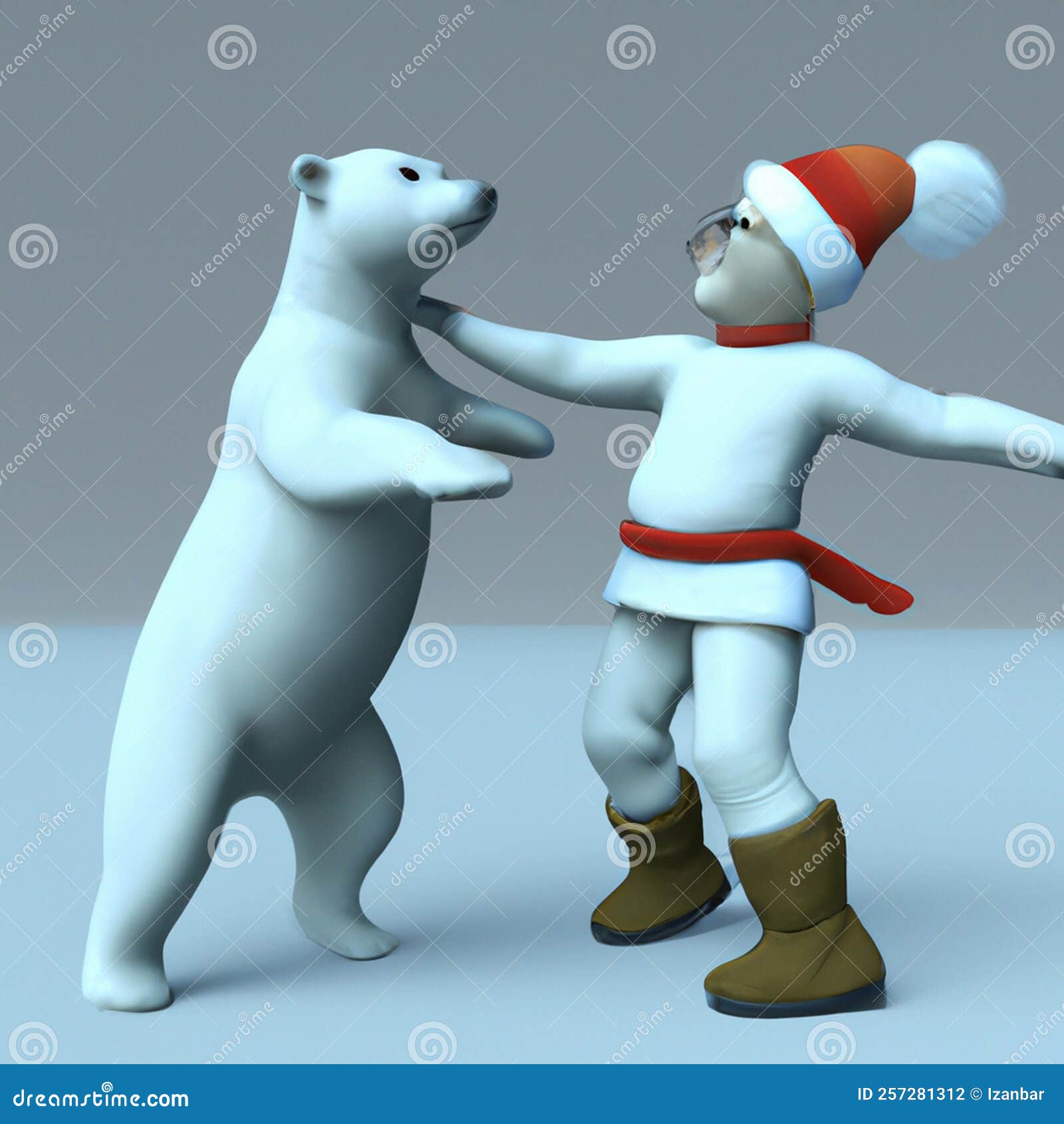 Polar Bear Dancing with Human Stock Illustration - Illustration of ...