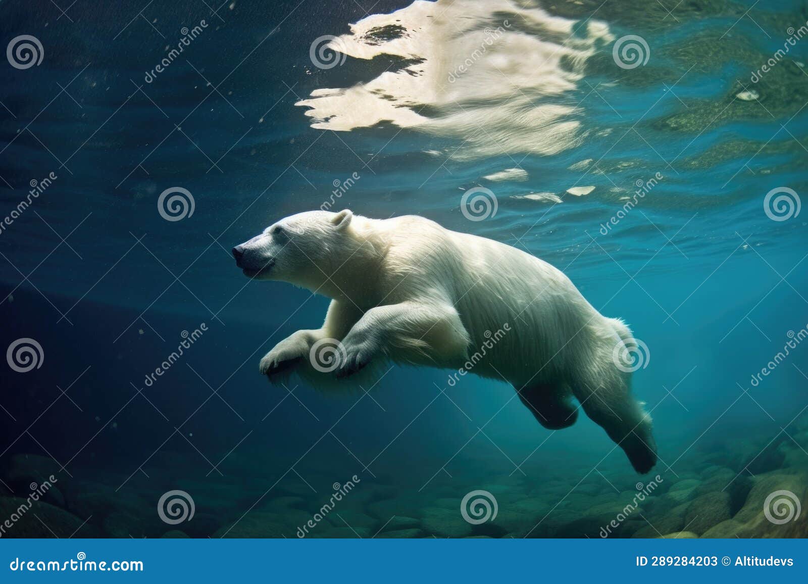 Polar Bear Diving into Icy Water after Prey Stock Image - Image of ...