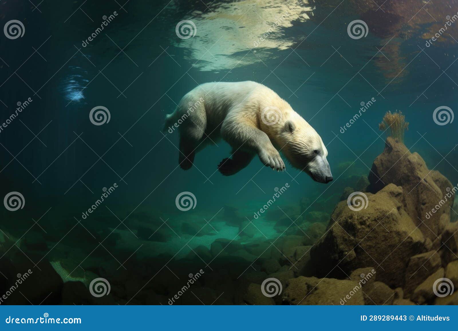 Polar Bear Diving into Icy Water for Prey Stock Image - Image of cold ...
