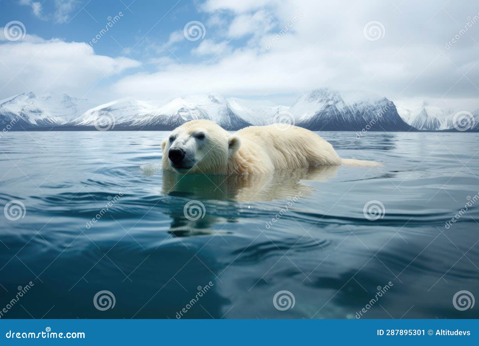 Polar Bear Floating on Ice Sheet after a Chilly Swim Stock Image ...