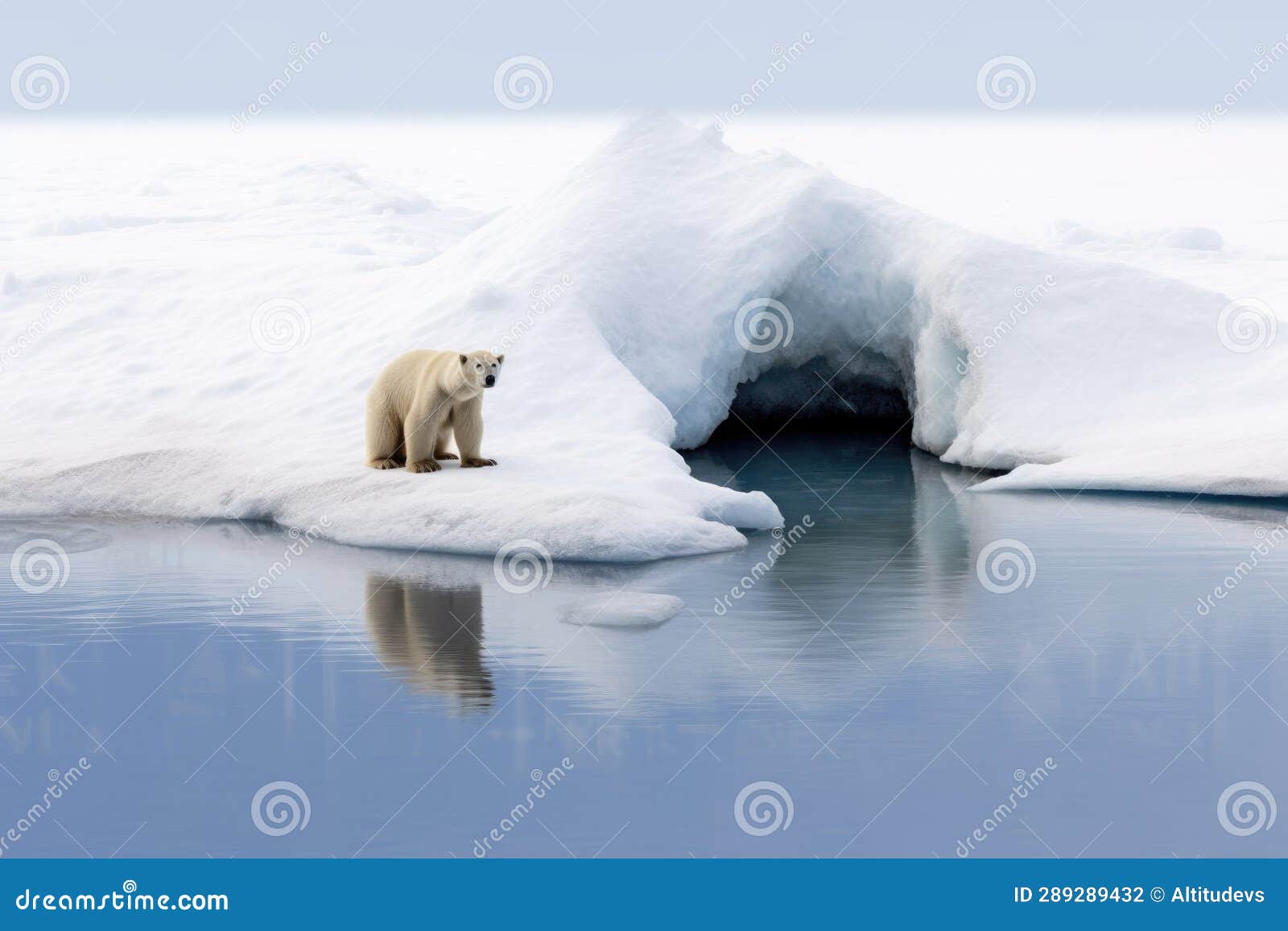 Polar Bear Hiding Behind Ice Mound, Waiting for Seal Stock Photo ...
