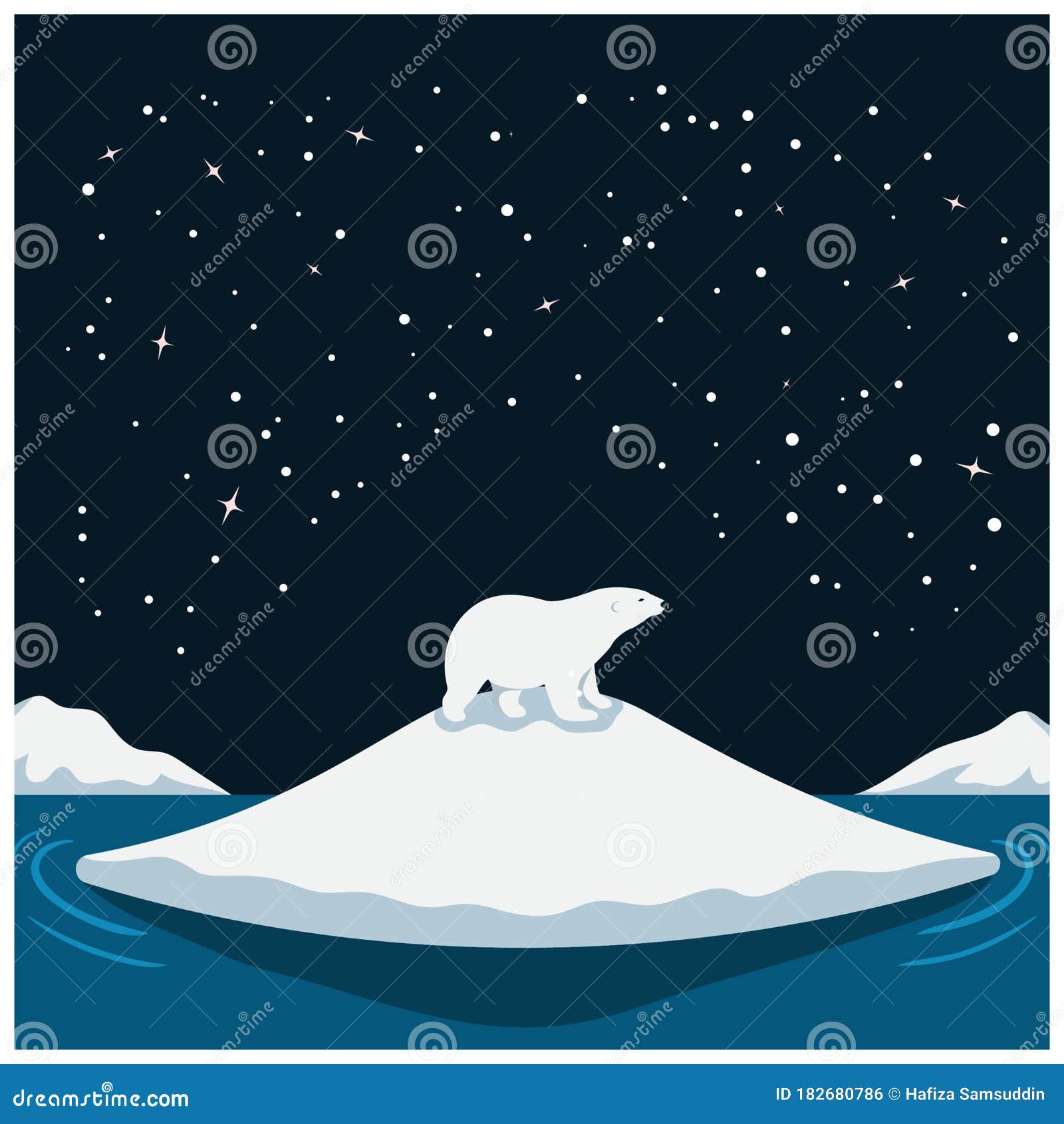 Polar bear on iceberg stock vector. Illustration of endangered - 182680786