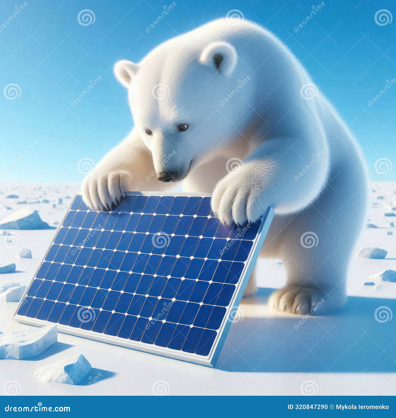 Polar Bear Installing Solar Panel. Stock Photo - Image of eclipse, technology: 320847290