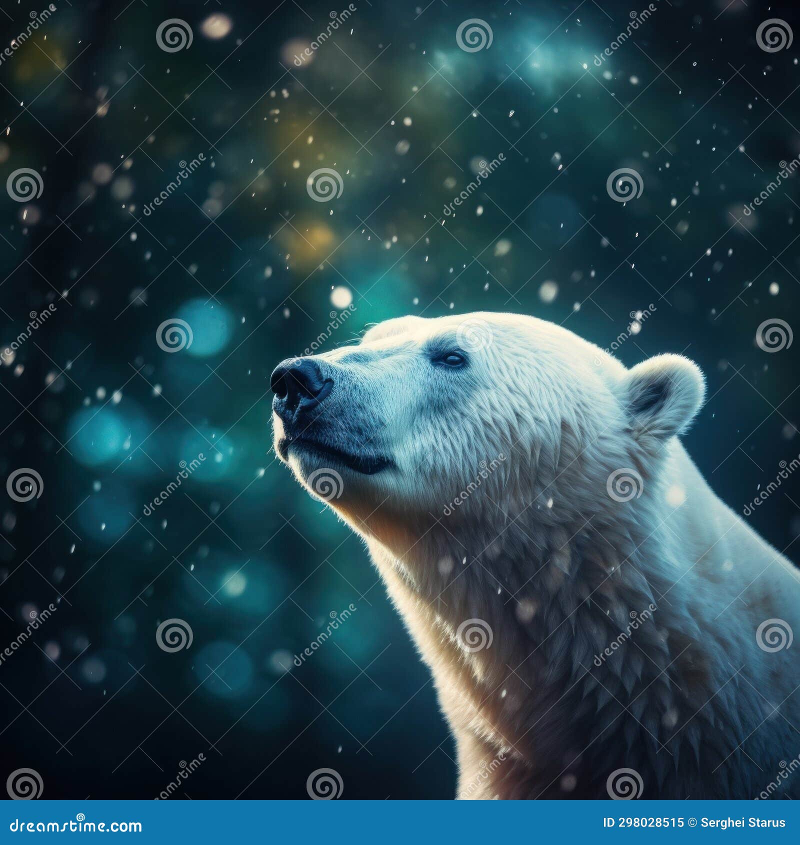 A Polar Bear is Looking Up at the Sky, AI Stock Image - Image of wild ...